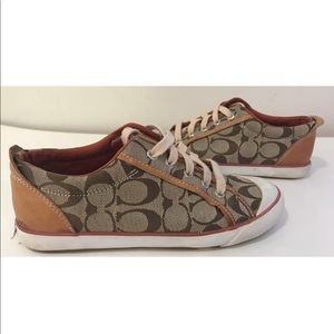 Coach | Shoes | Coach Barrett Brown Leather Trim Sneaker Sz 65 | Poshmark